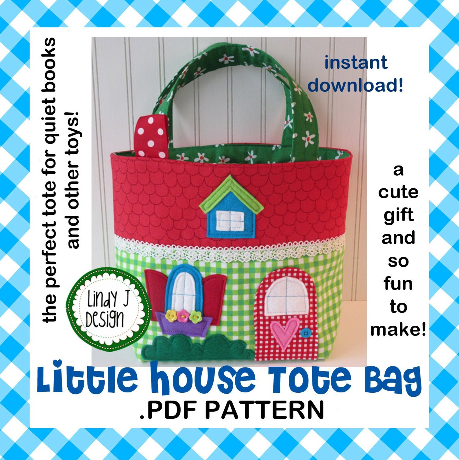 House TOTE Bag Instructions Toy Bag Pattern Book Bag PDF Quiet - Etsy