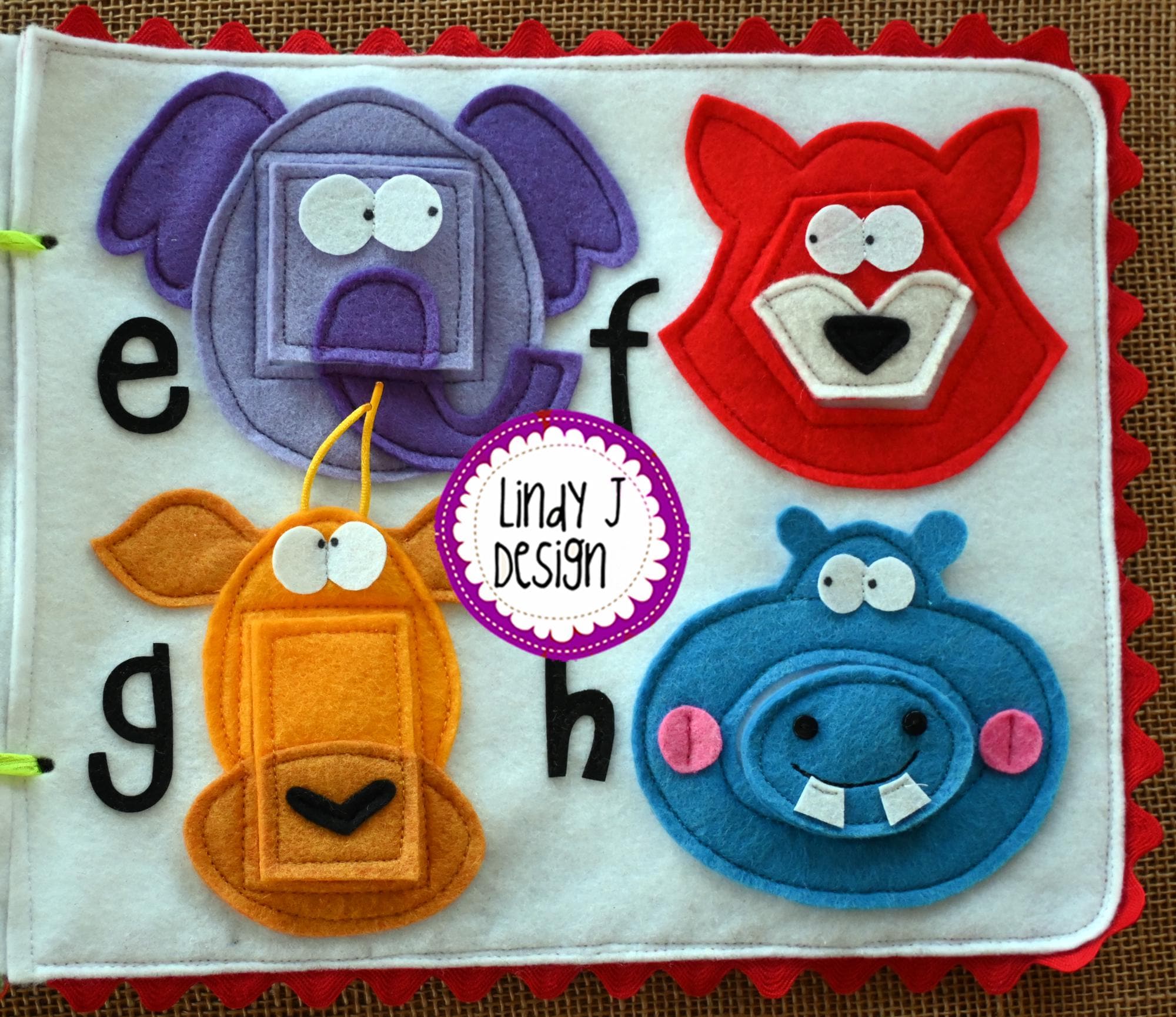 ANIMALS ALPHABET Quiet Book Pdf Pattern Felt ABC Activity Book Shape ...