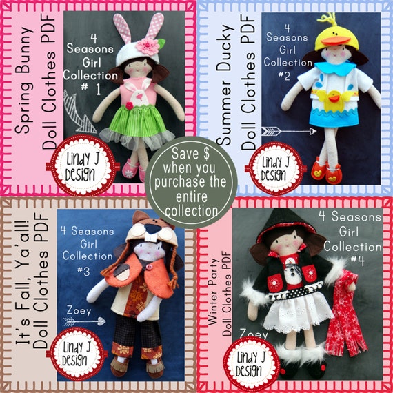 Doll Clothes BUNDLE 4 Seasons Girl Collection for 12 Felt - Etsy