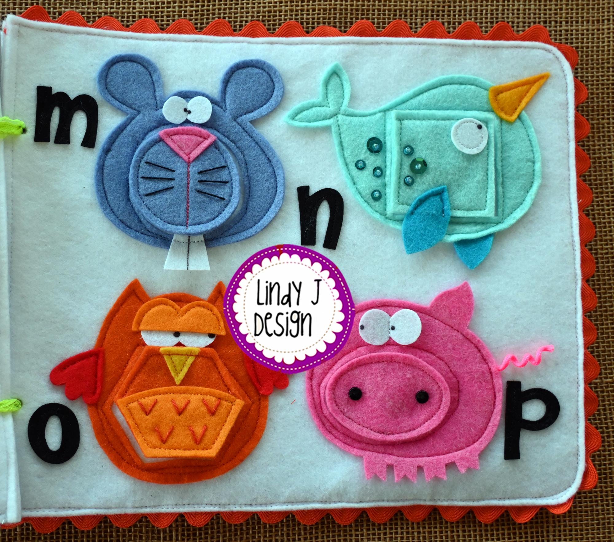 ANIMALS ALPHABET Quiet Book Pdf Pattern Felt ABC Activity Book Shape ...