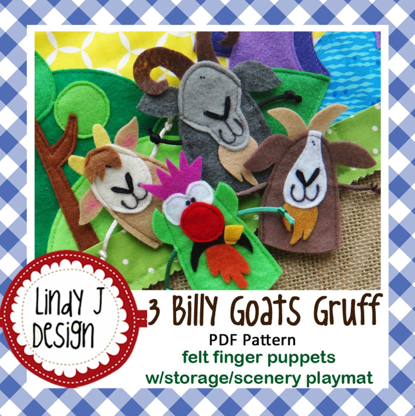 3 Billy Goats Gruff Felt Finger Puppets Sewing Pattern PDF | Etsy
