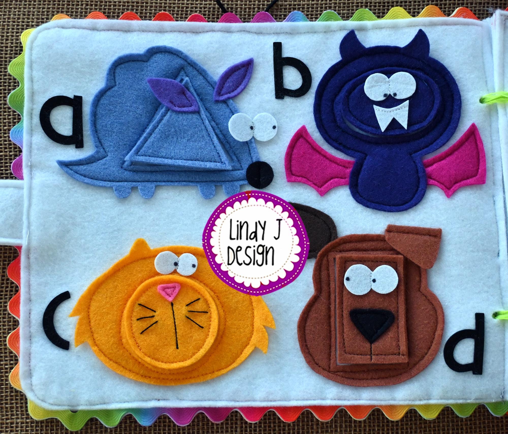 ANIMALS ALPHABET Quiet Book Pdf Pattern Felt ABC Activity Book Shape ...