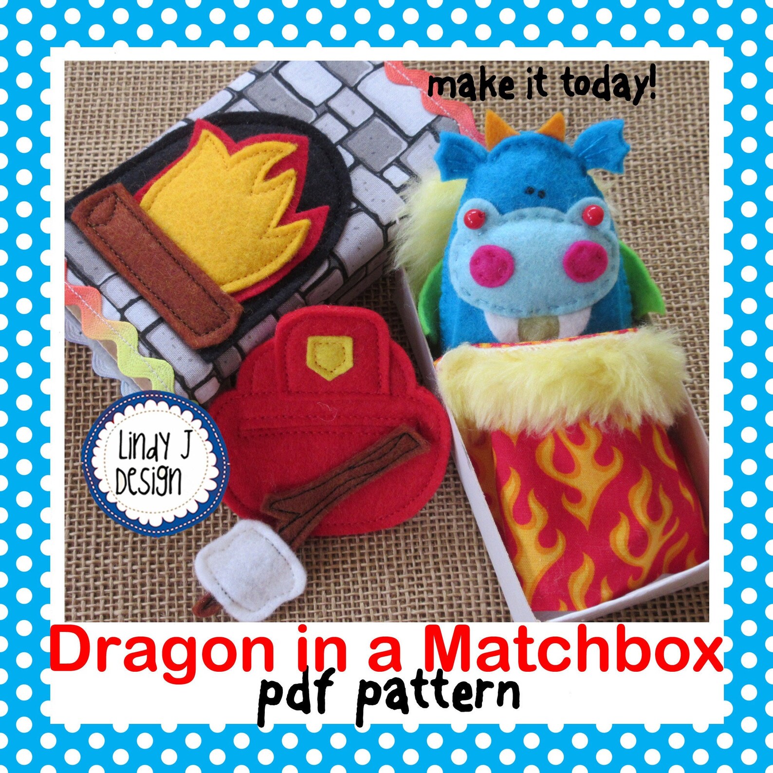 DRAGON in a MATCHBOX Felt Softie PDF Pattern Matchbox - Etsy