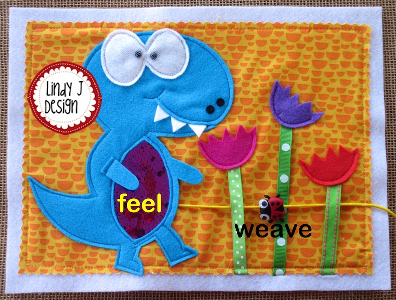 Quiet BOOK PDF Pattern DINOSAUR Felt Book Instructions Touch Feel Book ...
