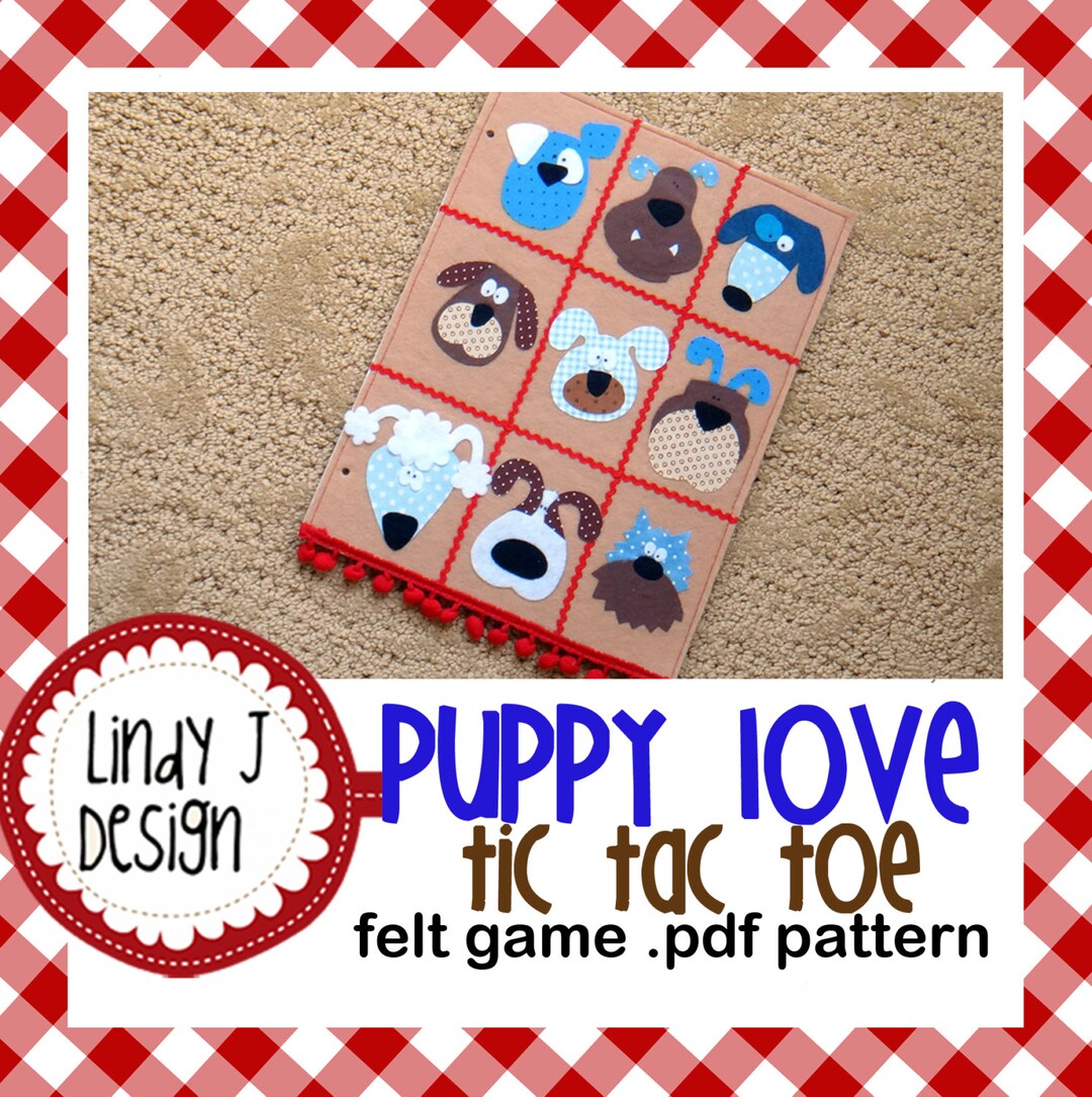 Puppy Love Tic Tac Toe Felt Game PDF Pattern - Etsy