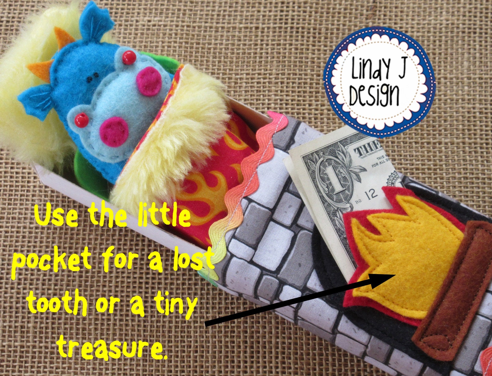 DRAGON in a MATCHBOX Felt Softie PDF Pattern Matchbox Playset #6 Tooth ...