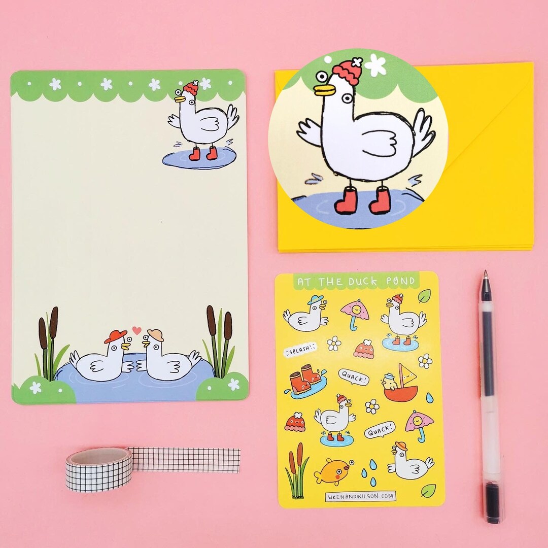 Cute Ducks Writing Paper Set | With Stickers and Yellow Envelopes ...