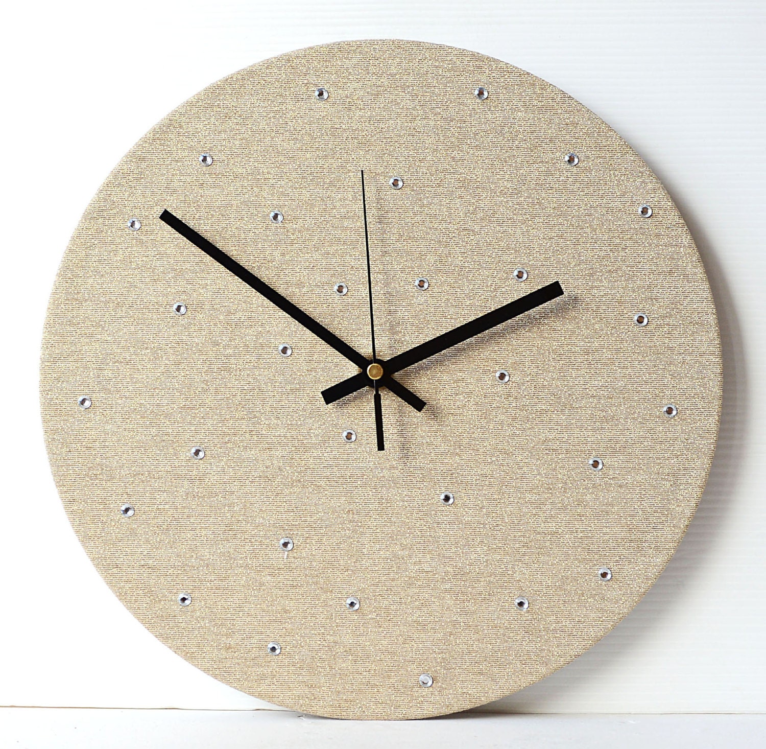Cream Wall Clock Decoupage Fabric Wall Clock Recycled - Etsy