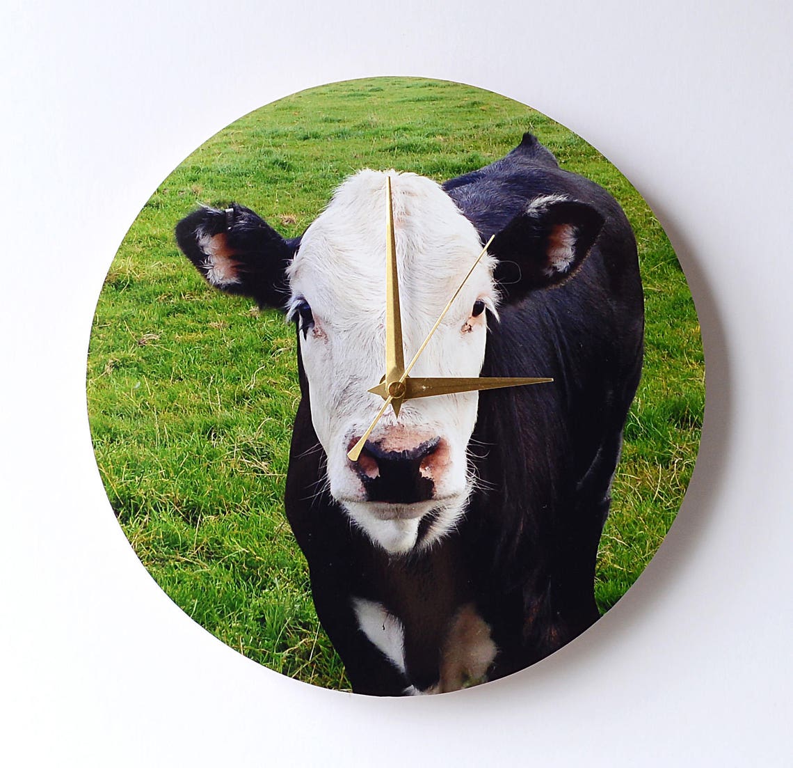Cow Wall Clock Decoupage Photo Clock Black Calf Clock | Etsy