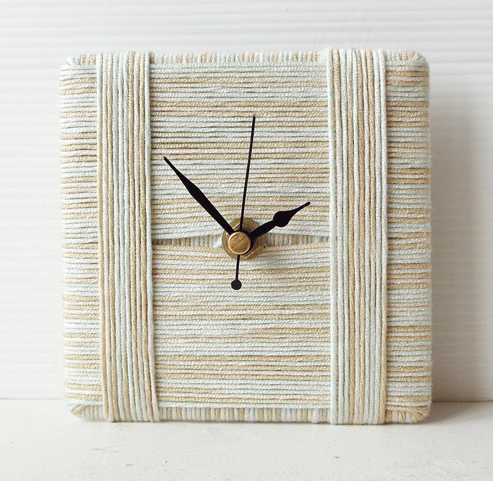 Beige Desk Clock Cream Clock Wool Desk Clock Stripy Clock - Etsy UK