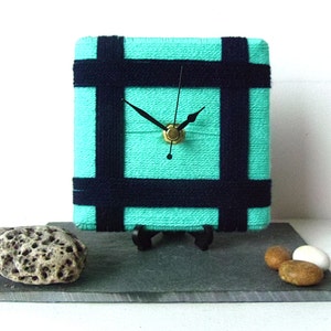 Turquoise Desk Clock - Small Wall Clock - Turquoise and Navy Clock ...