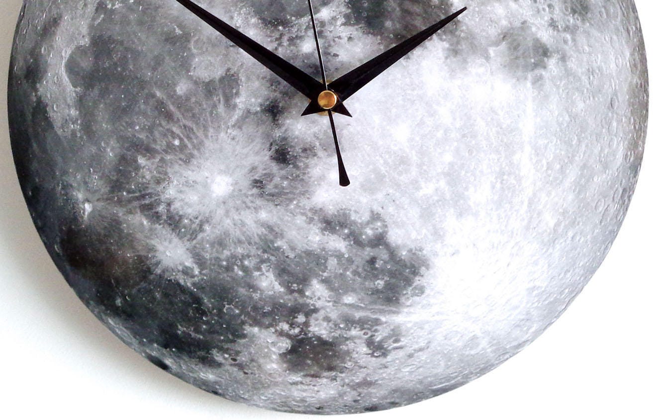 Moon Wall Clock Decoupage Photo Clock Space Clock Black - Etsy UK