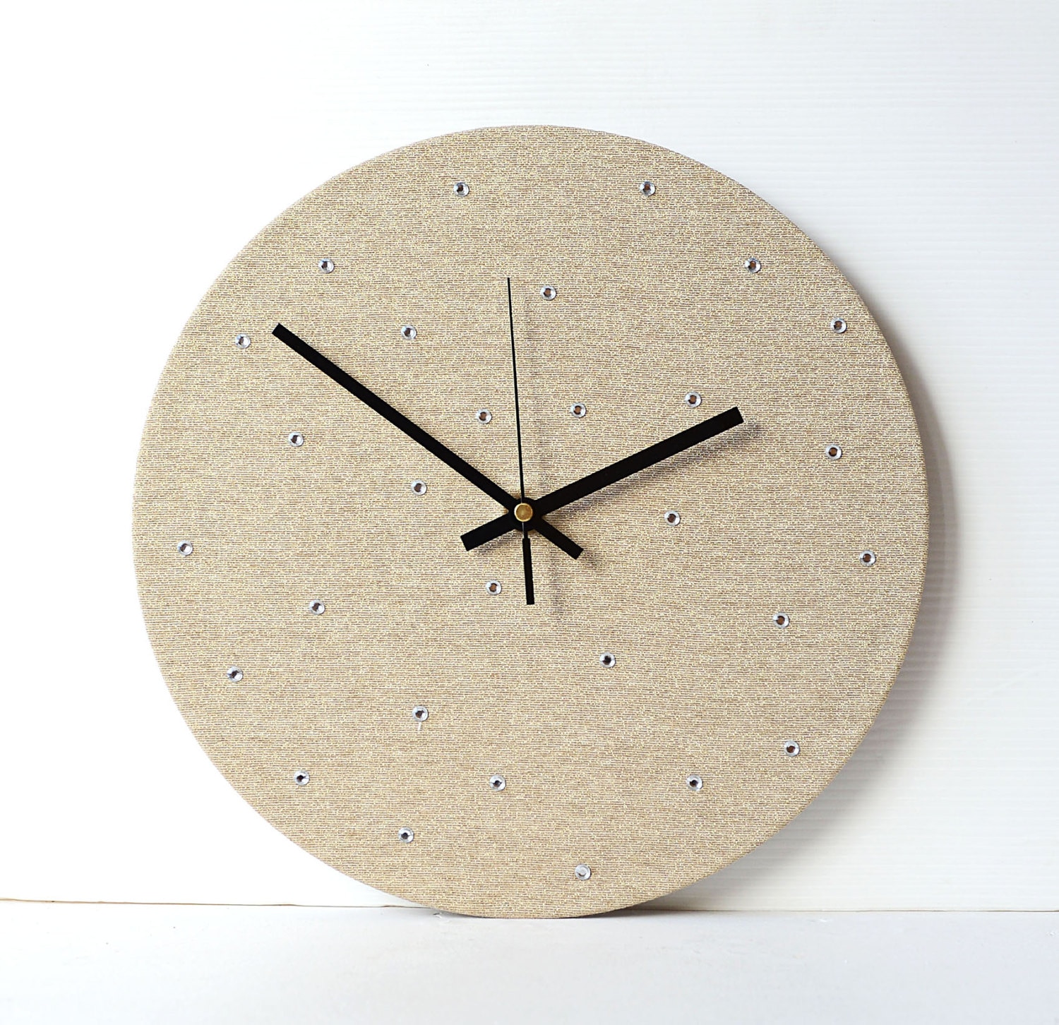 Cream Wall Clock Decoupage Fabric Wall Clock Recycled - Etsy