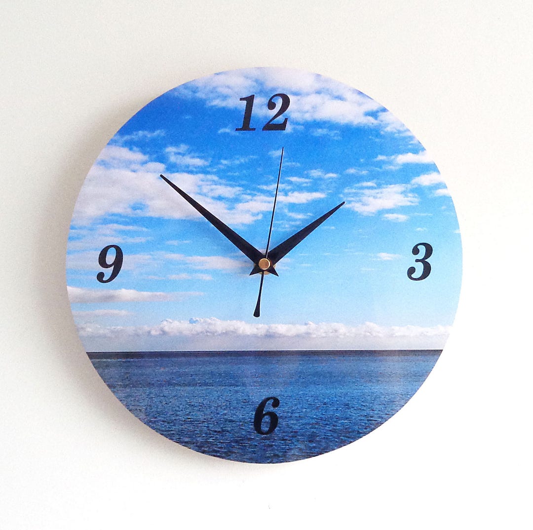 Sea Wall Clock - Photo Wall Clock - Decoupage Photo Clock - Ocean Clock ...