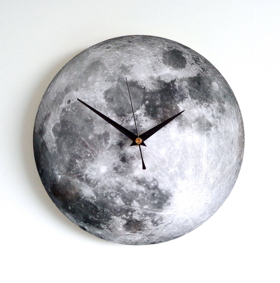 Moon Wall Clock - Decoupage Photo Clock - Space Clock - Black and White ...