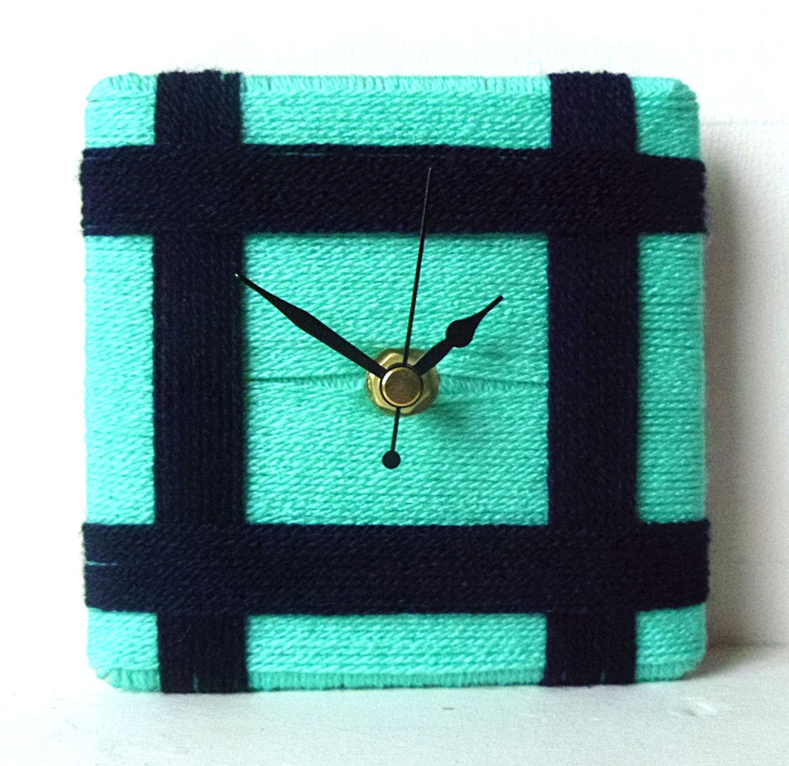 Turquoise Desk Clock - Small Wall Clock - Turquoise and Navy Clock ...