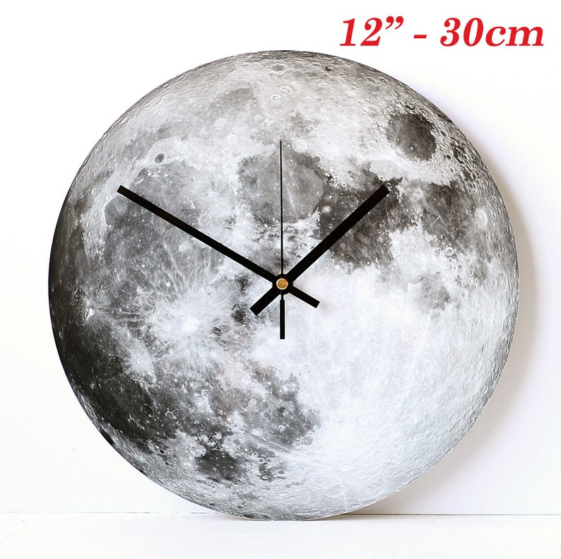 Moon Wall Clock Decoupage Photo Clock Space Clock Black - Etsy