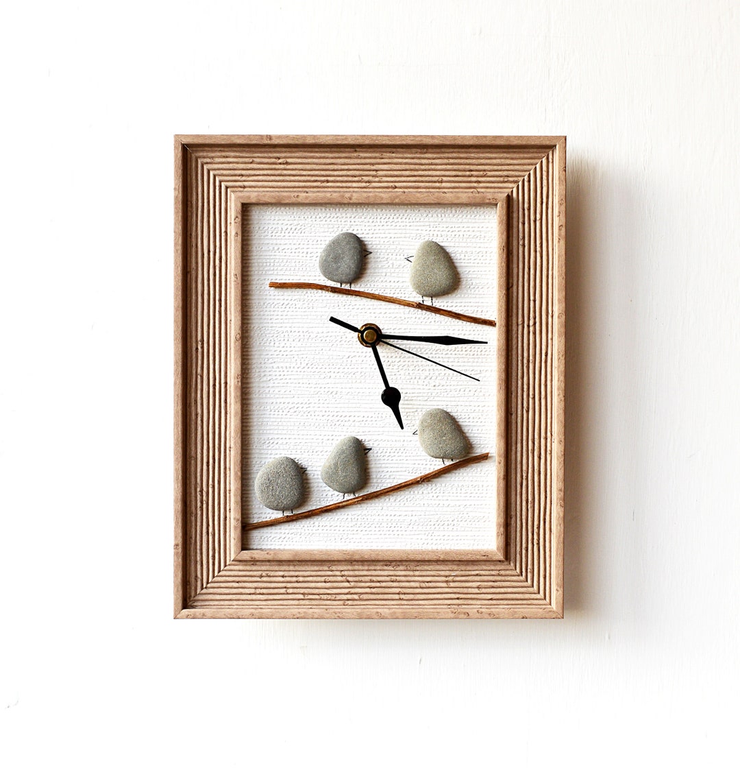 Pebble Art Clock - Pebble Birds - Framed Pebble Art - 3D Clock - Stone ...