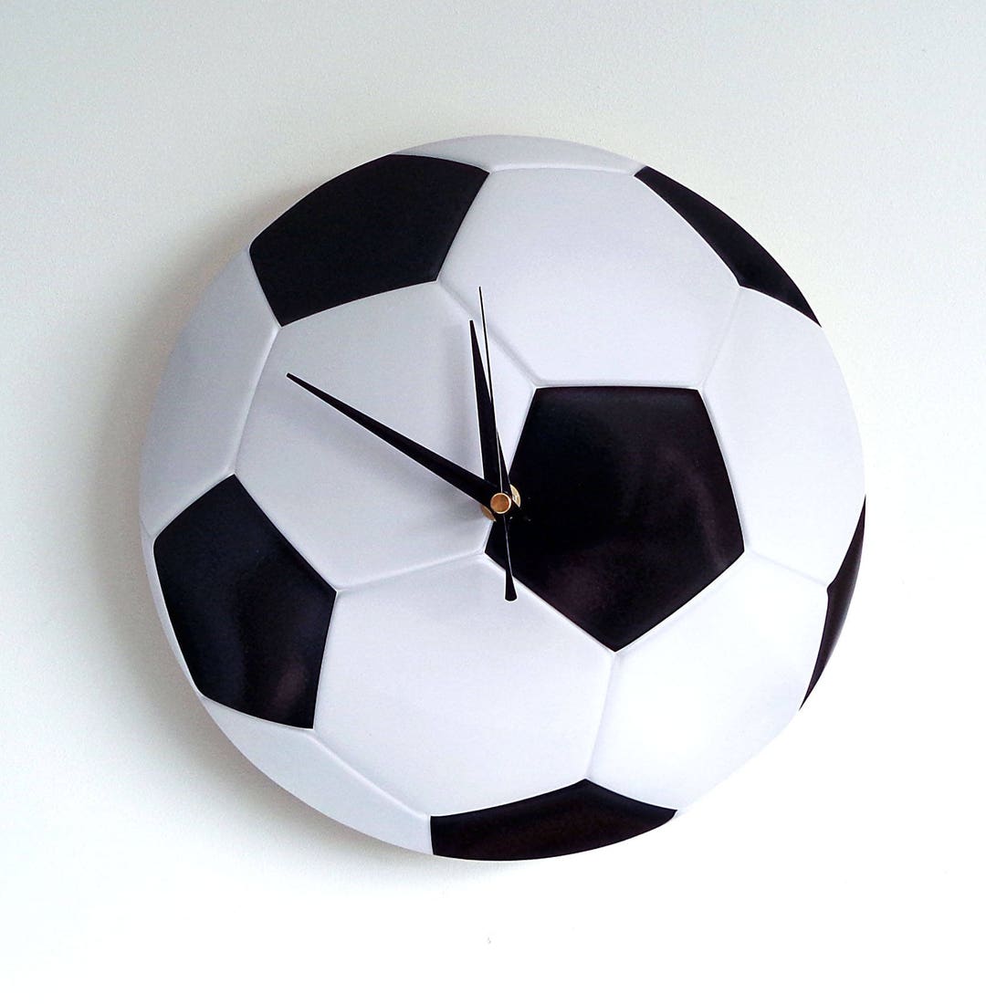 Football Wall Clock - Soccer Wall Clock - Decoupage Photo Clock - Black ...