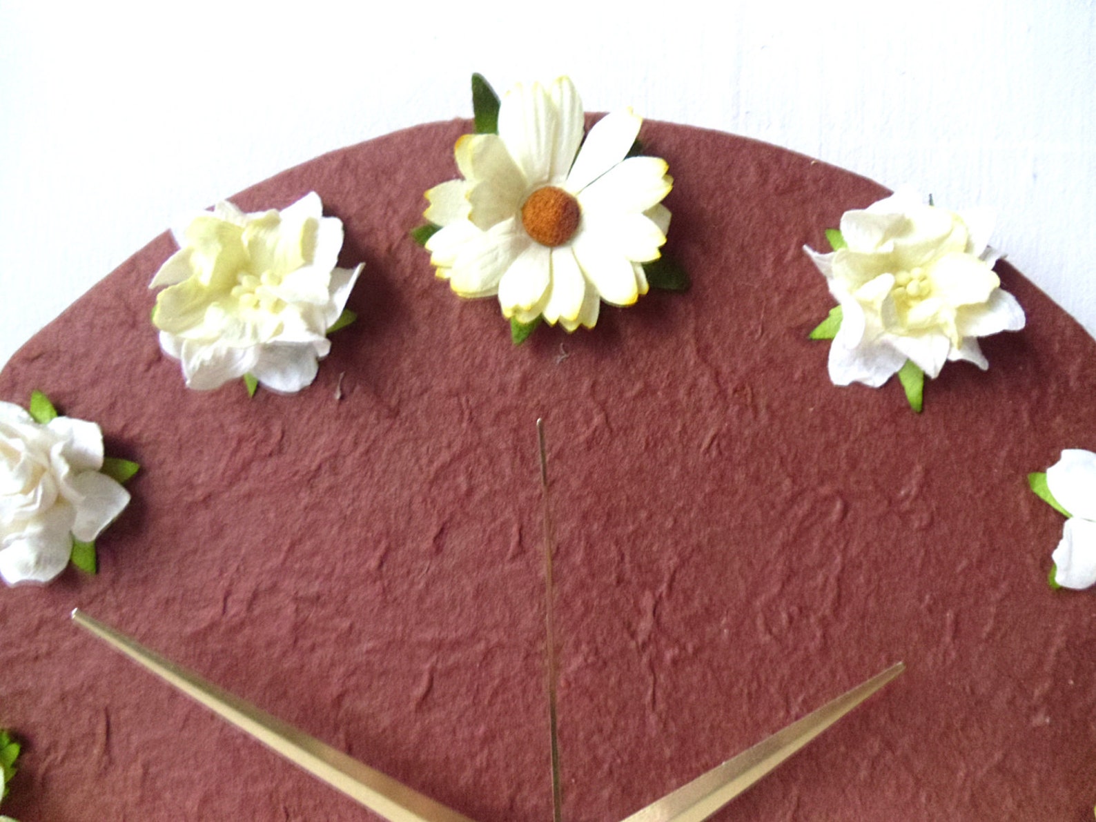 Flowers Wall Clock Mulberry Paper Flowers Decoupage Clock - Etsy