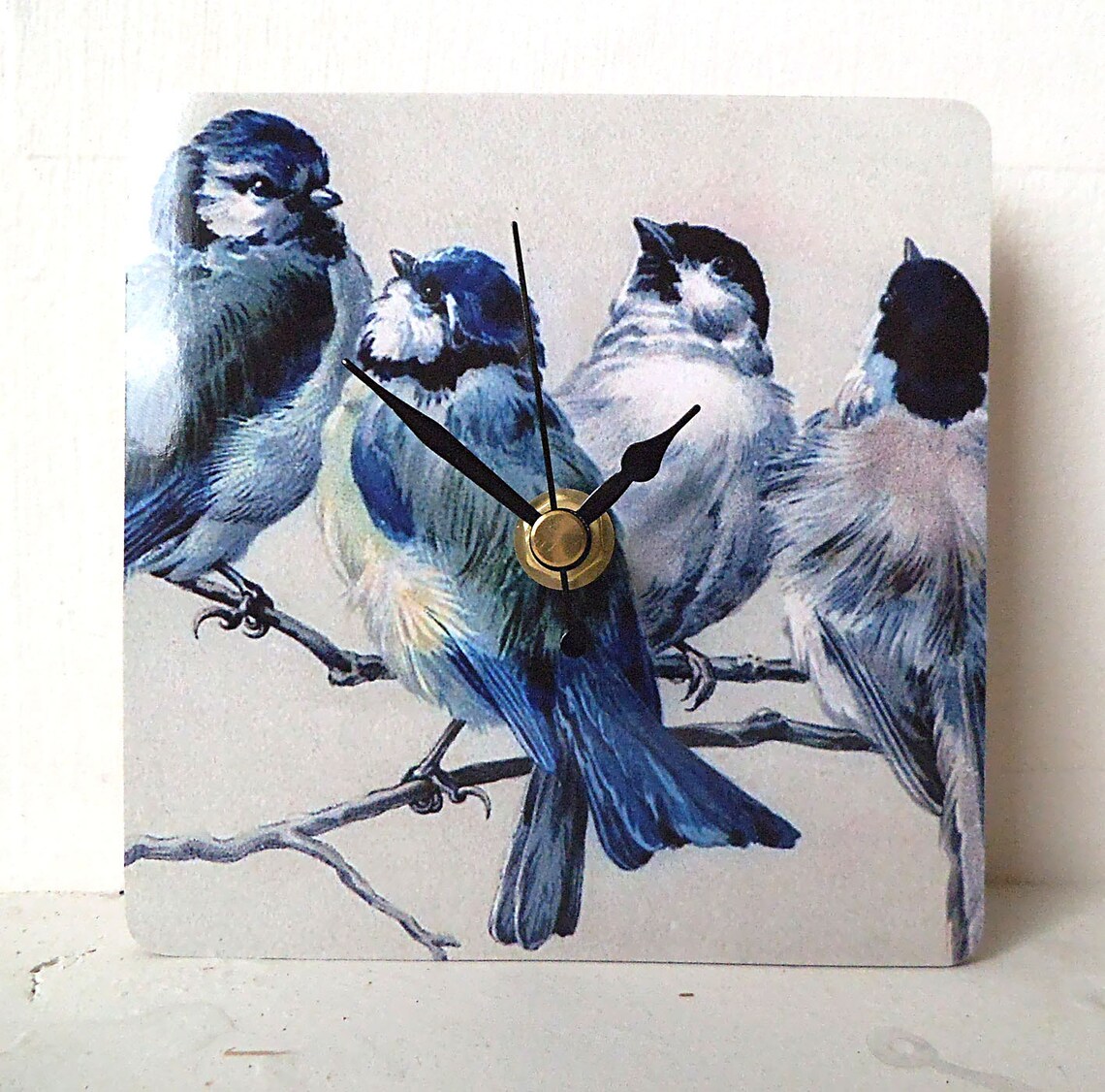 Blue Birds Clock Unique Desk Clock Square Desk Clock | Etsy