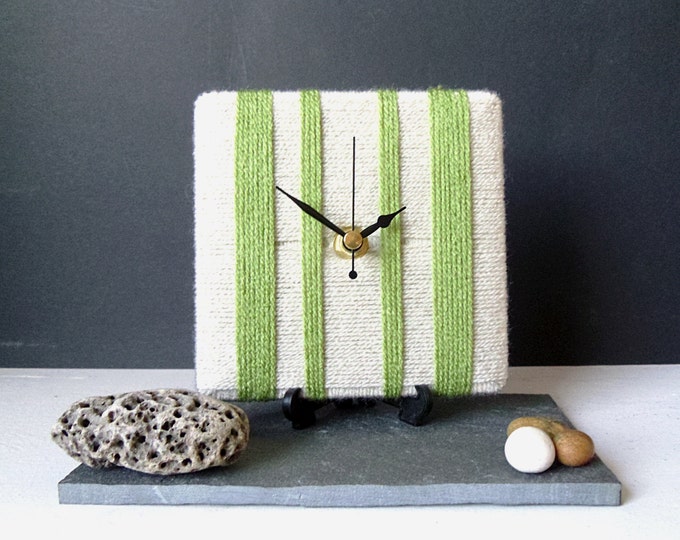Unique Wool Desk Clock / Small Wall Clock Beige Cream and Lime - Etsy