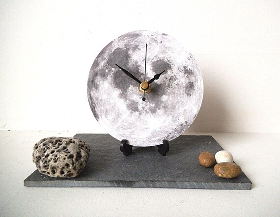 Moon Desk Clock Small Wall Clock Decoupage Photo Clock | Etsy UK