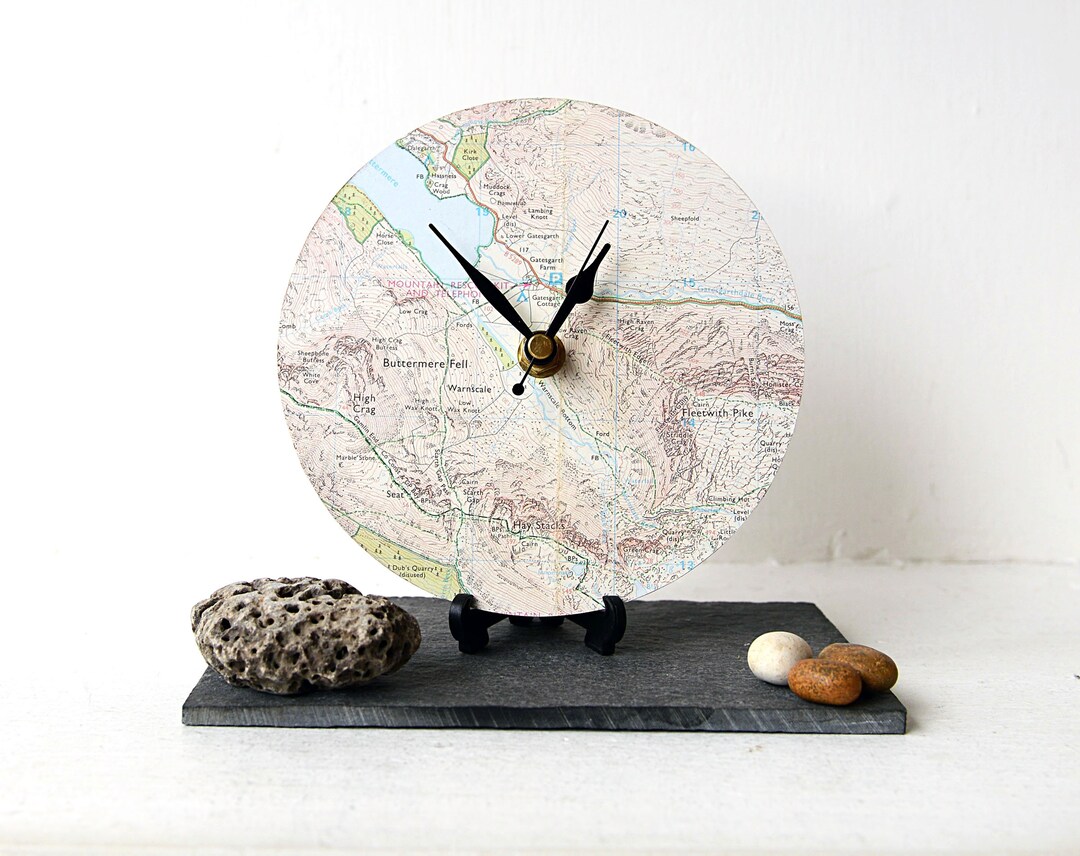 Map Desk Clock Lake District Map Clock Recycled Map - Etsy