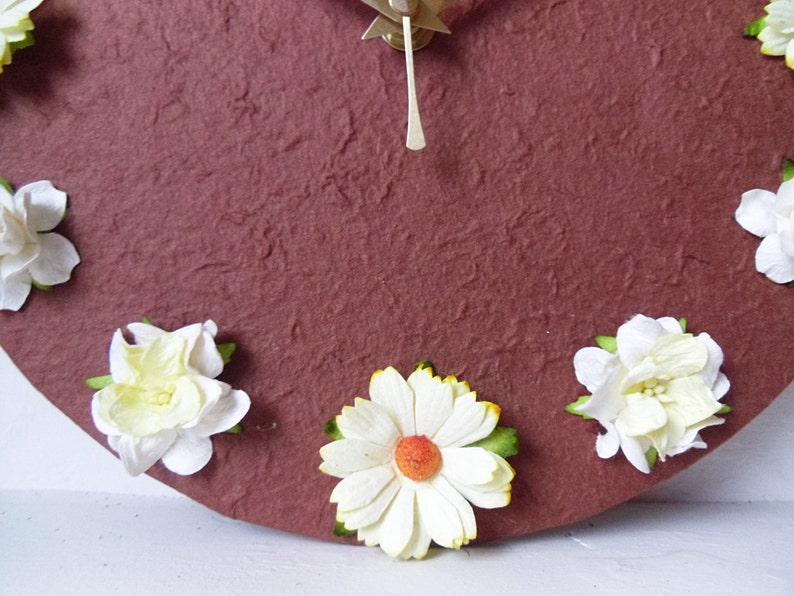 Flowers Wall Clock Mulberry Paper Flowers Decoupage Clock - Etsy