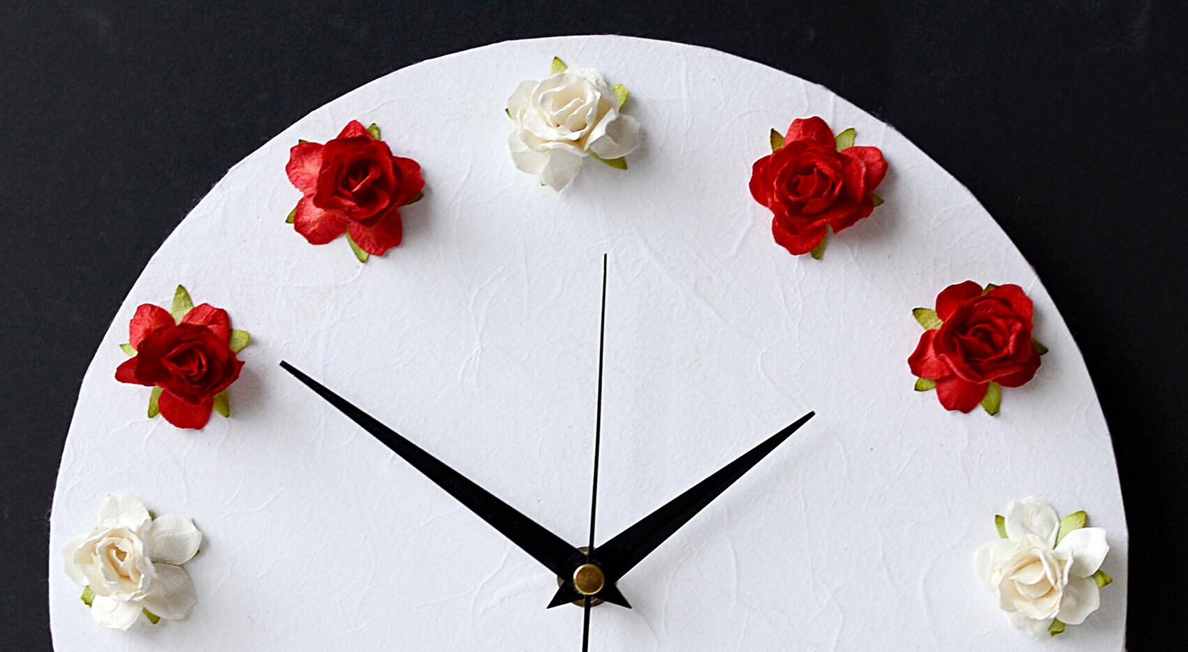 Roses Wall Clock Mulberry Paper Red Roses Decoupage Clock - Etsy UK