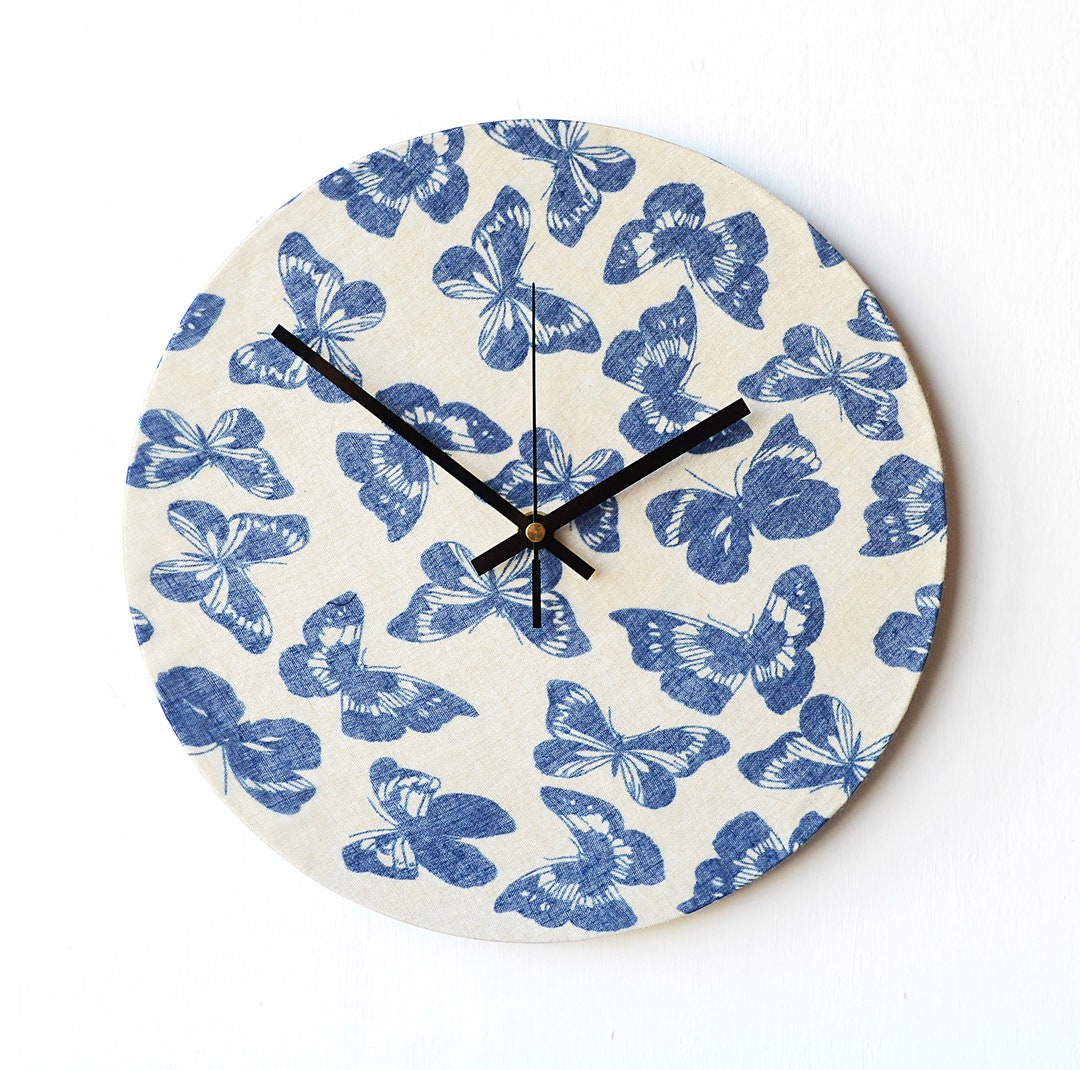 Butterfly Fabric Wall Clock - Decoupage Vinyl Record Clock (12'') - Etsy