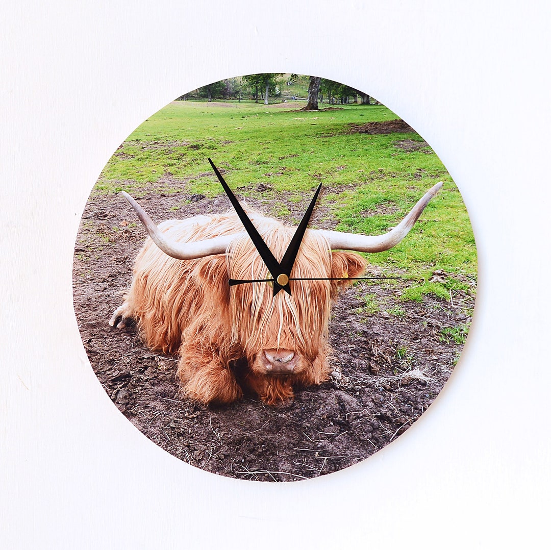 Highland Cow Wall Clock - Decoupage Photo Clock - Highland Coo ...