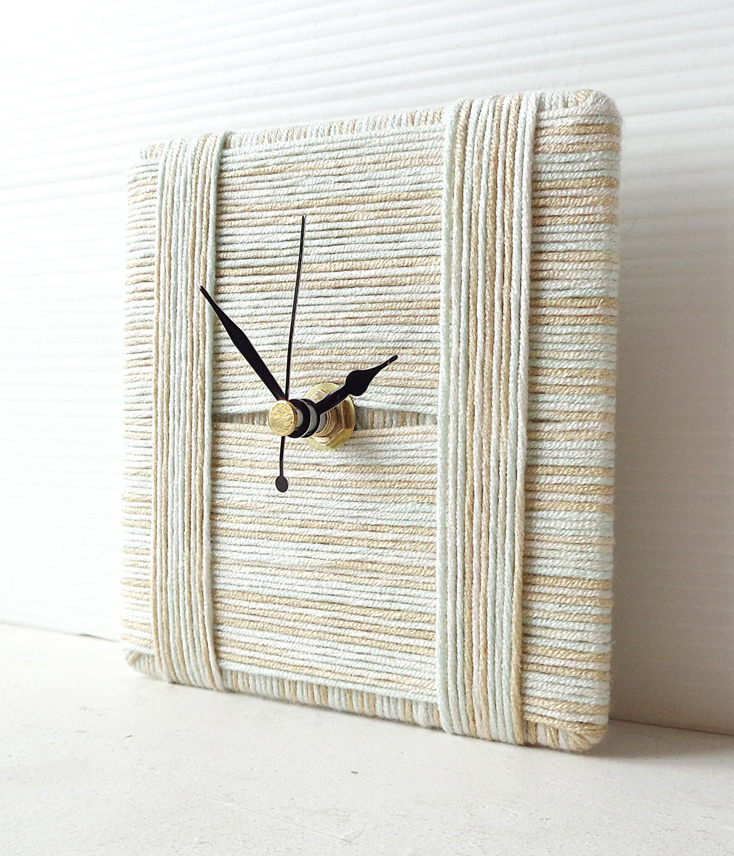 Beige Desk Clock Cream Clock Wool Desk Clock Stripy Clock - Etsy UK
