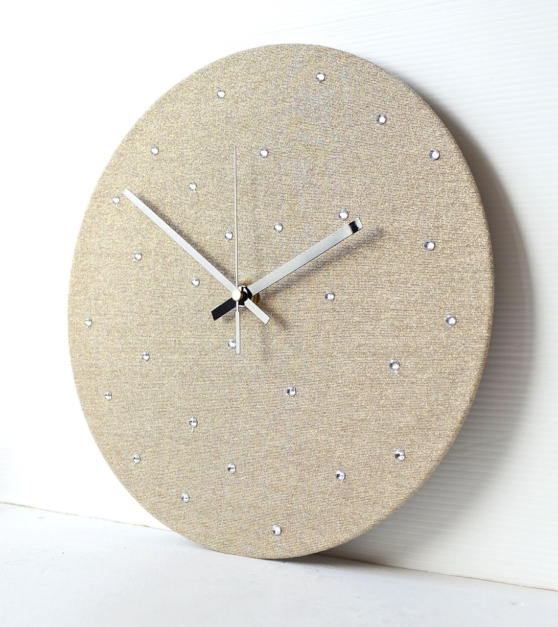 Cream Wall Clock Decoupage Fabric Wall Clock Recycled | Etsy