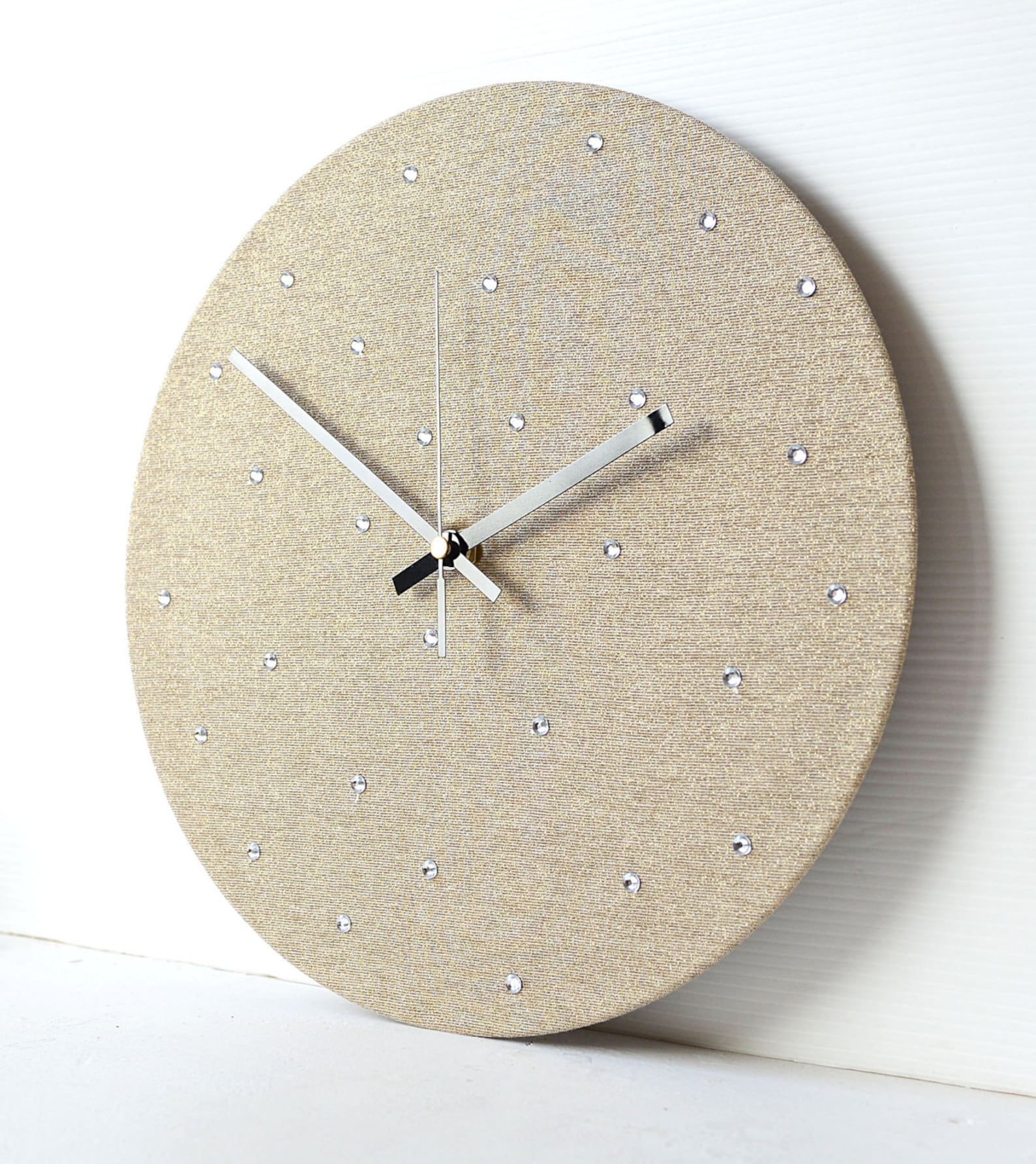 Cream Wall Clock Decoupage Fabric Wall Clock Recycled | Etsy