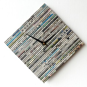 Newspaper Wall Clock Paper Clock Upcycled Recycled Newspaper Paper ...