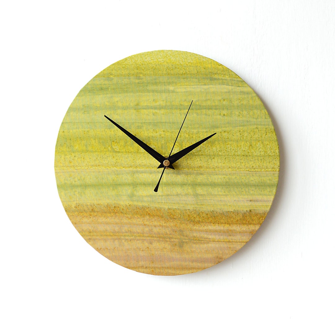 Green Wall Clock Decoupage Fabric Wall Clock Abstract - Etsy