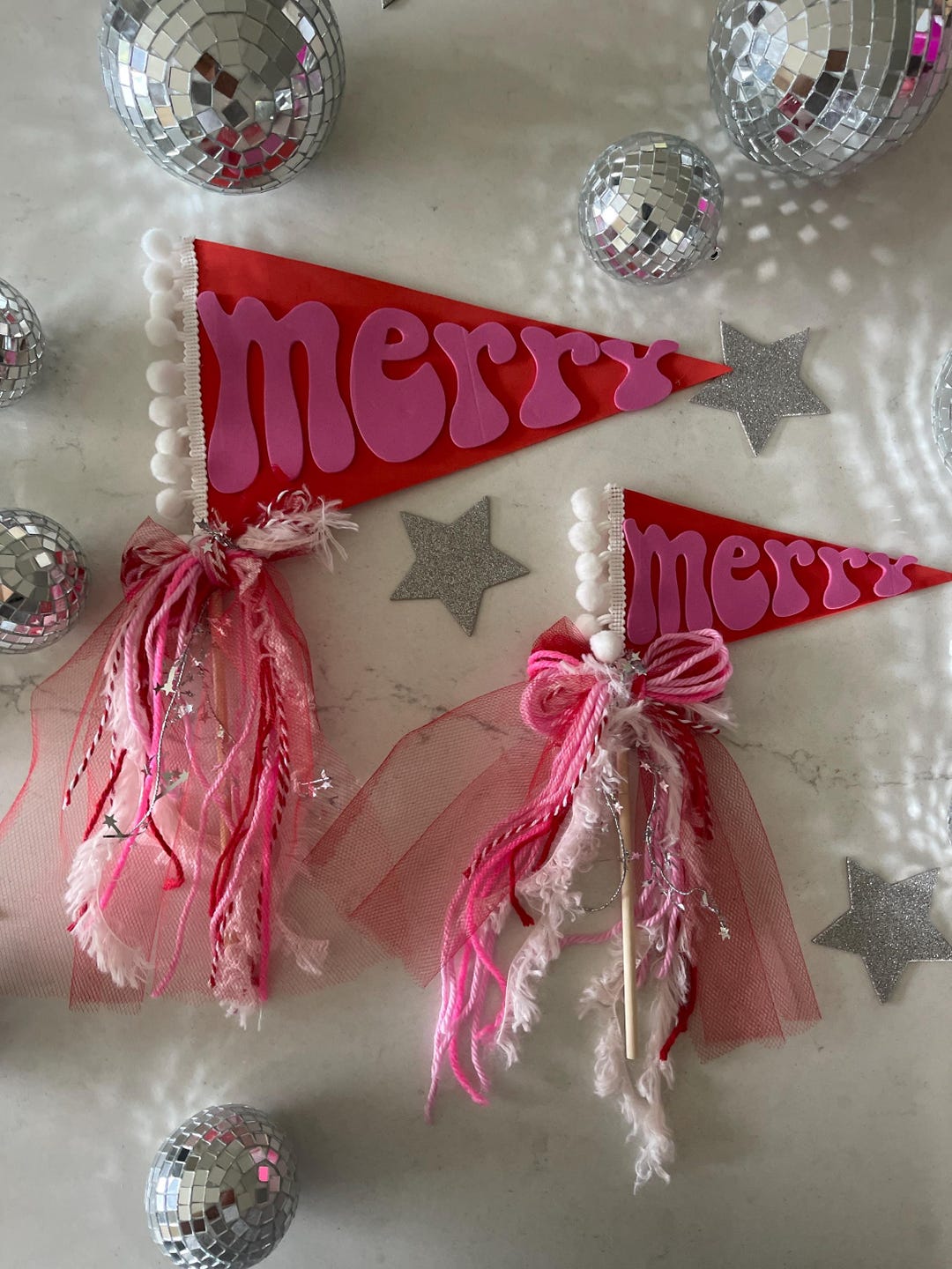 Mini Version Christmas Pennant Flag Merry Pennant Flag Christmas Wand ...