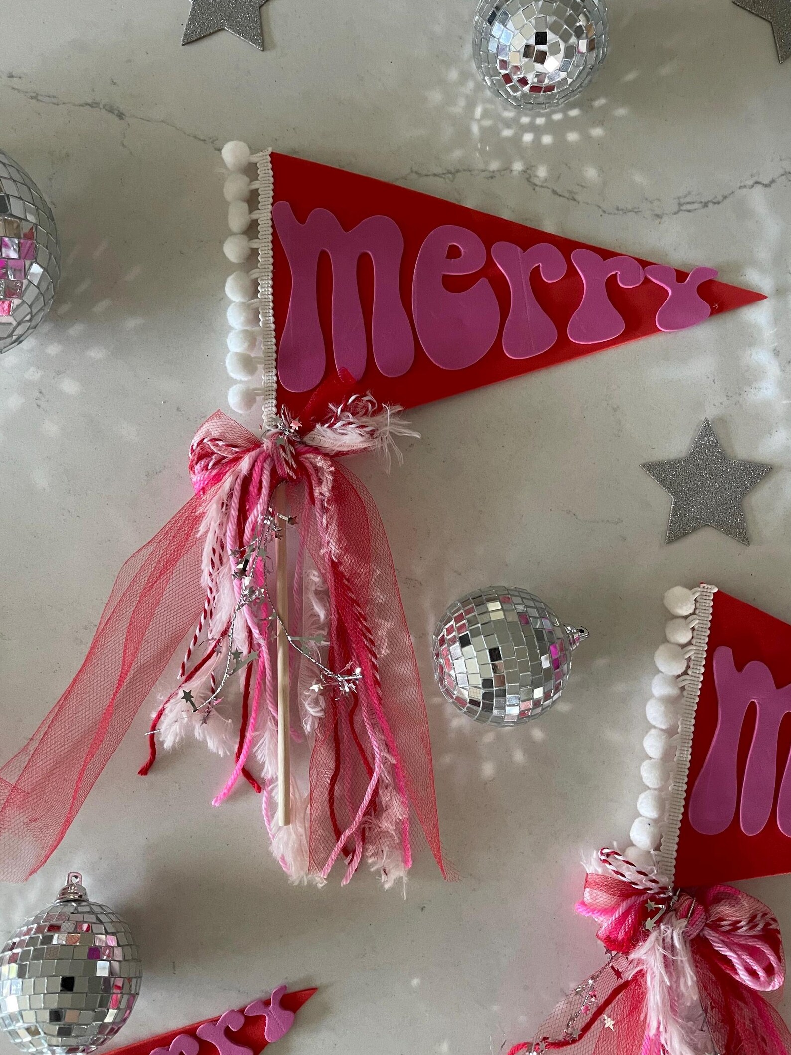 Mini Version Christmas Pennant Flag Merry Pennant Flag Christmas Wand ...