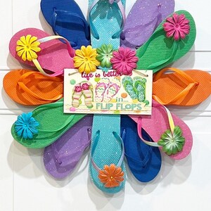 Home Decor Wreath, Beach House Front Door Decor, Life is Better in Flip ...