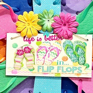 Home Decor Wreath, Beach House Front Door Decor, Life is Better in Flip ...