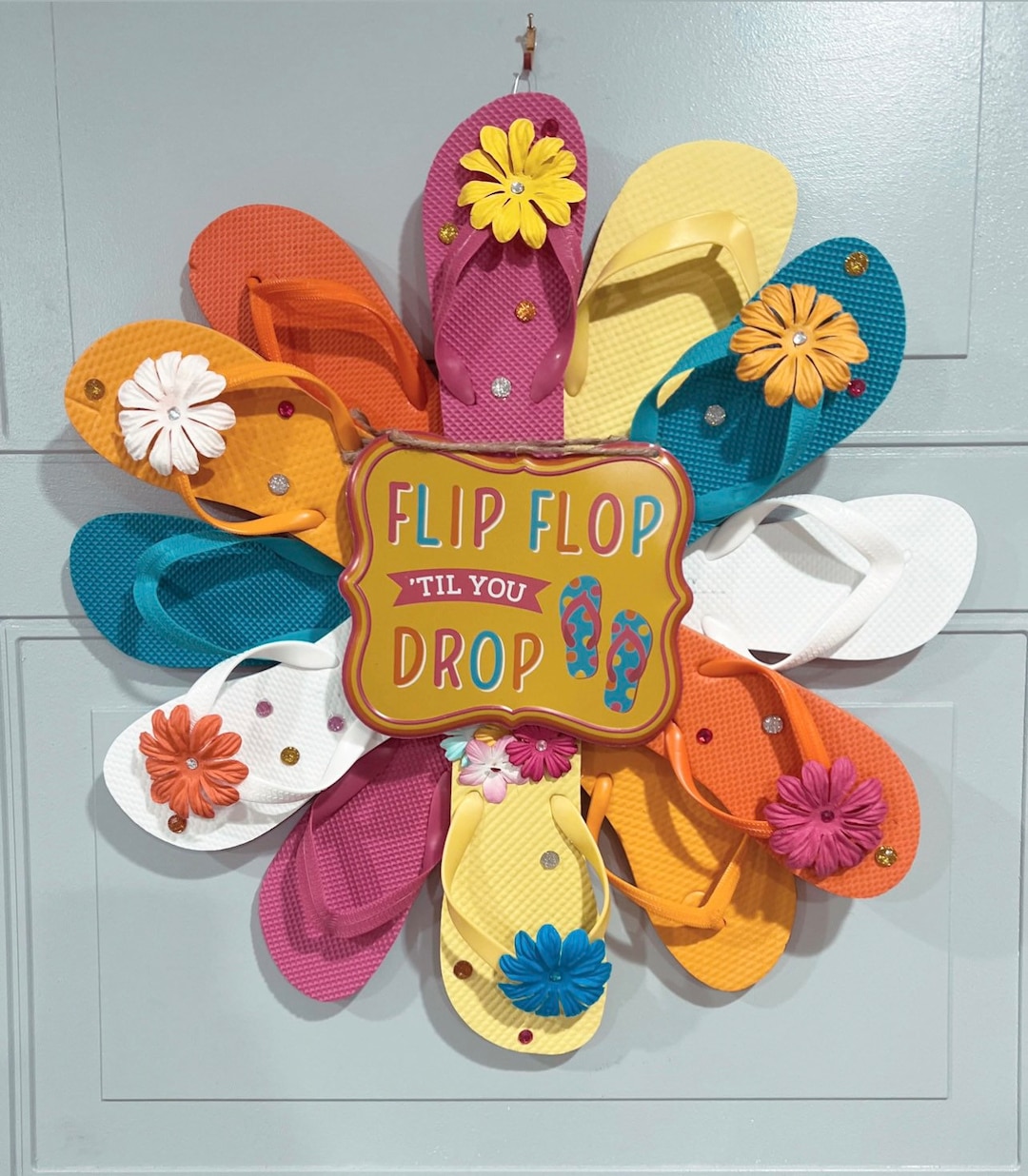 Flip Flop Wreath, Front Door Summer Wreaths, Large Wreath, Grandma Gift ...