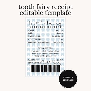 Tooth Fairy Receipt | Editable Tooth Fairy Letter | Tooth Fairy ...