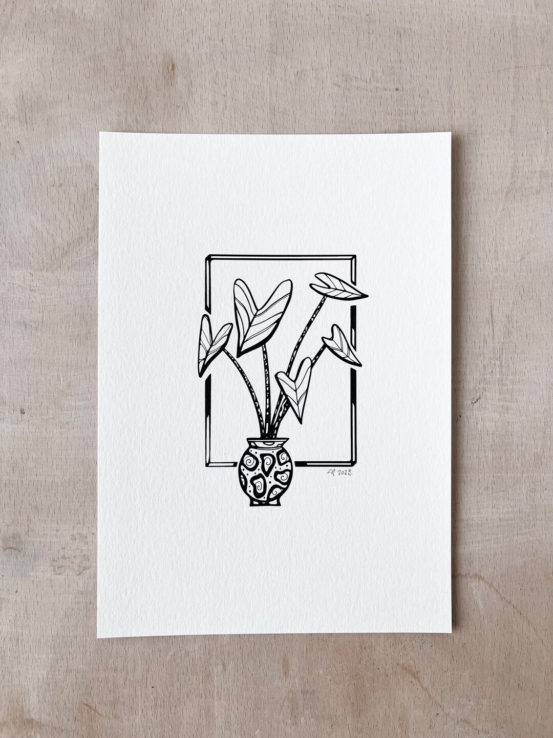Plant Illustration, Plant Drawing, Minimal Art Print, Alocasia Tigrina ...