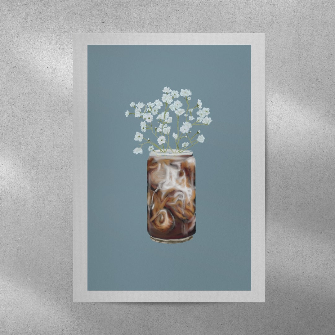 Iced Coffee & Baby's Breath Digital Print - Etsy
