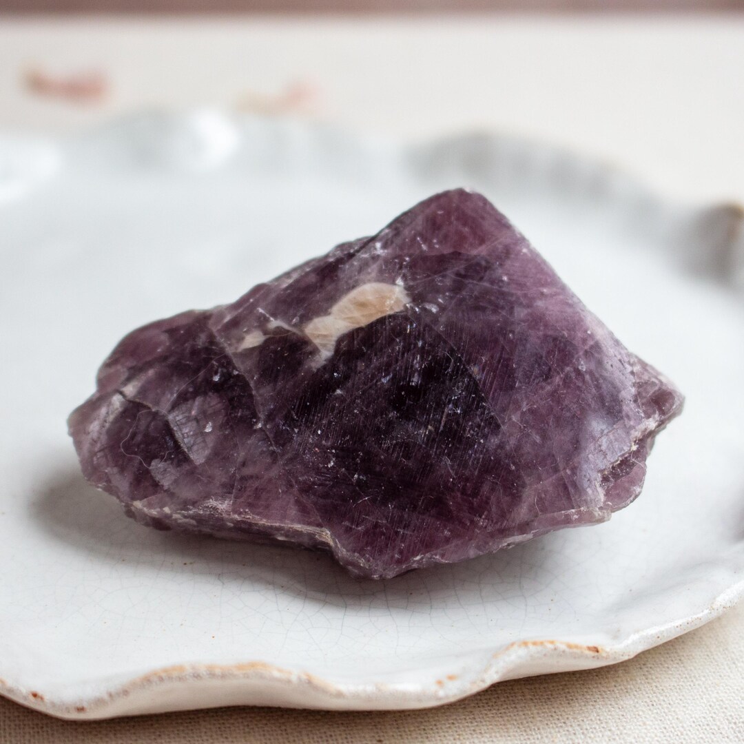 Purple Anhydrite Crystal Half Raw & Polished Healing Stone With Silver ...