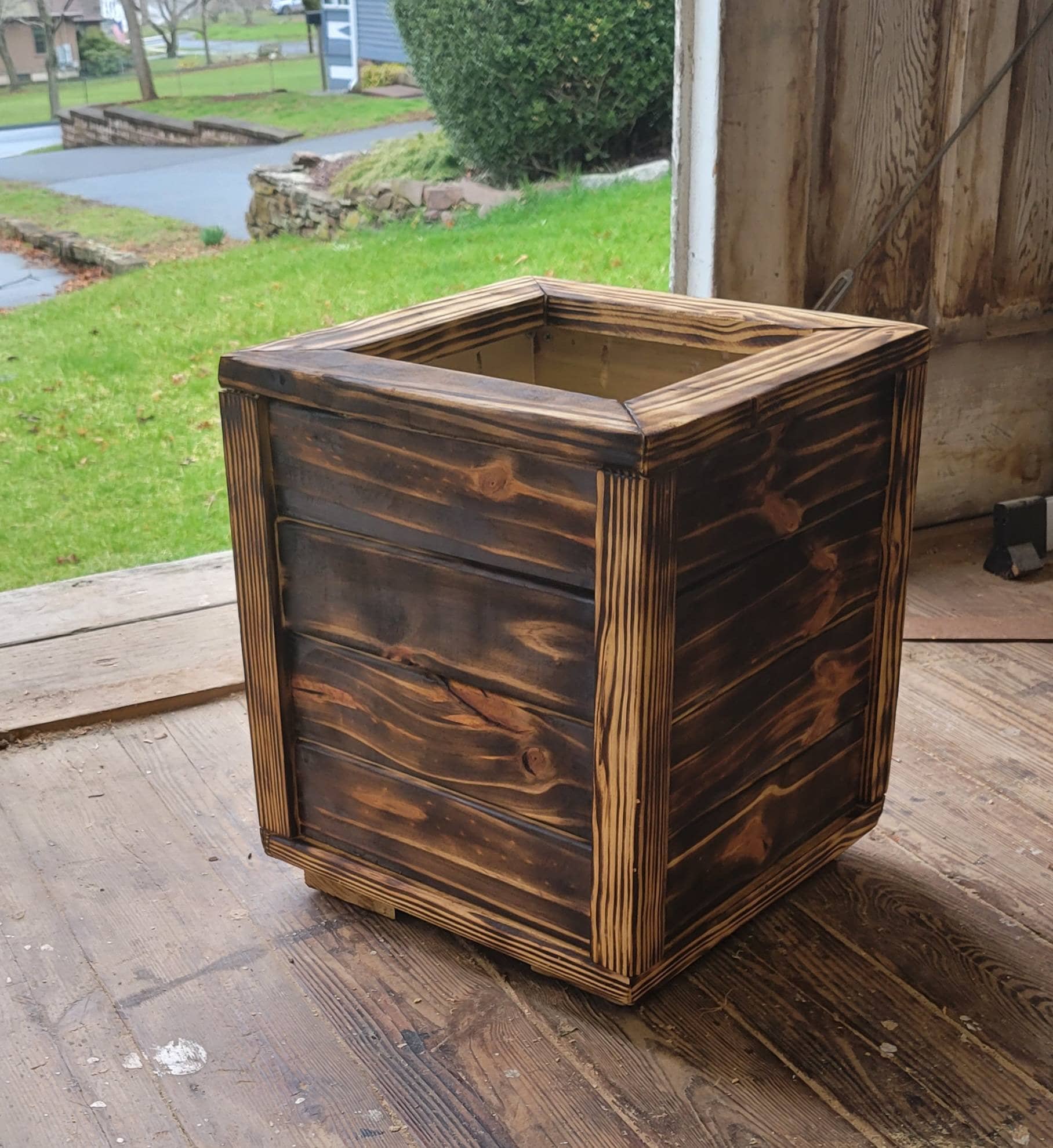 Shu Shugi Ban Planter / Plant Box Firetreated Wood 15"x15"x16" - Etsy