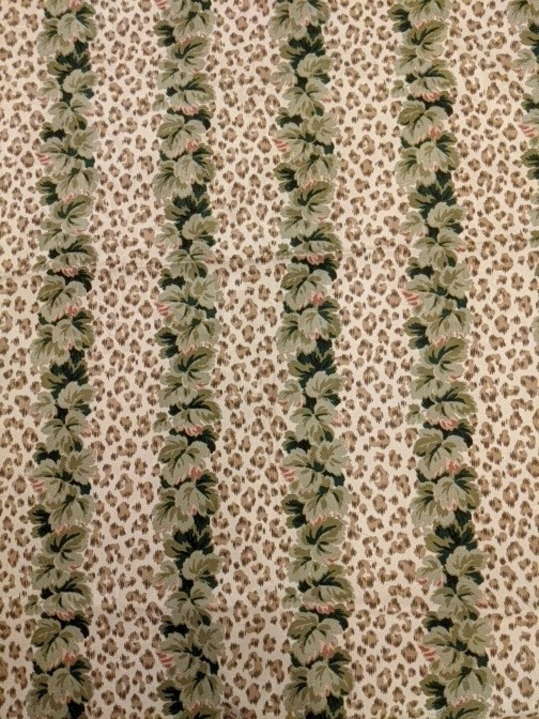 Hollywood Regency Leopard and Floral Stripe Fabric Cotton - Etsy