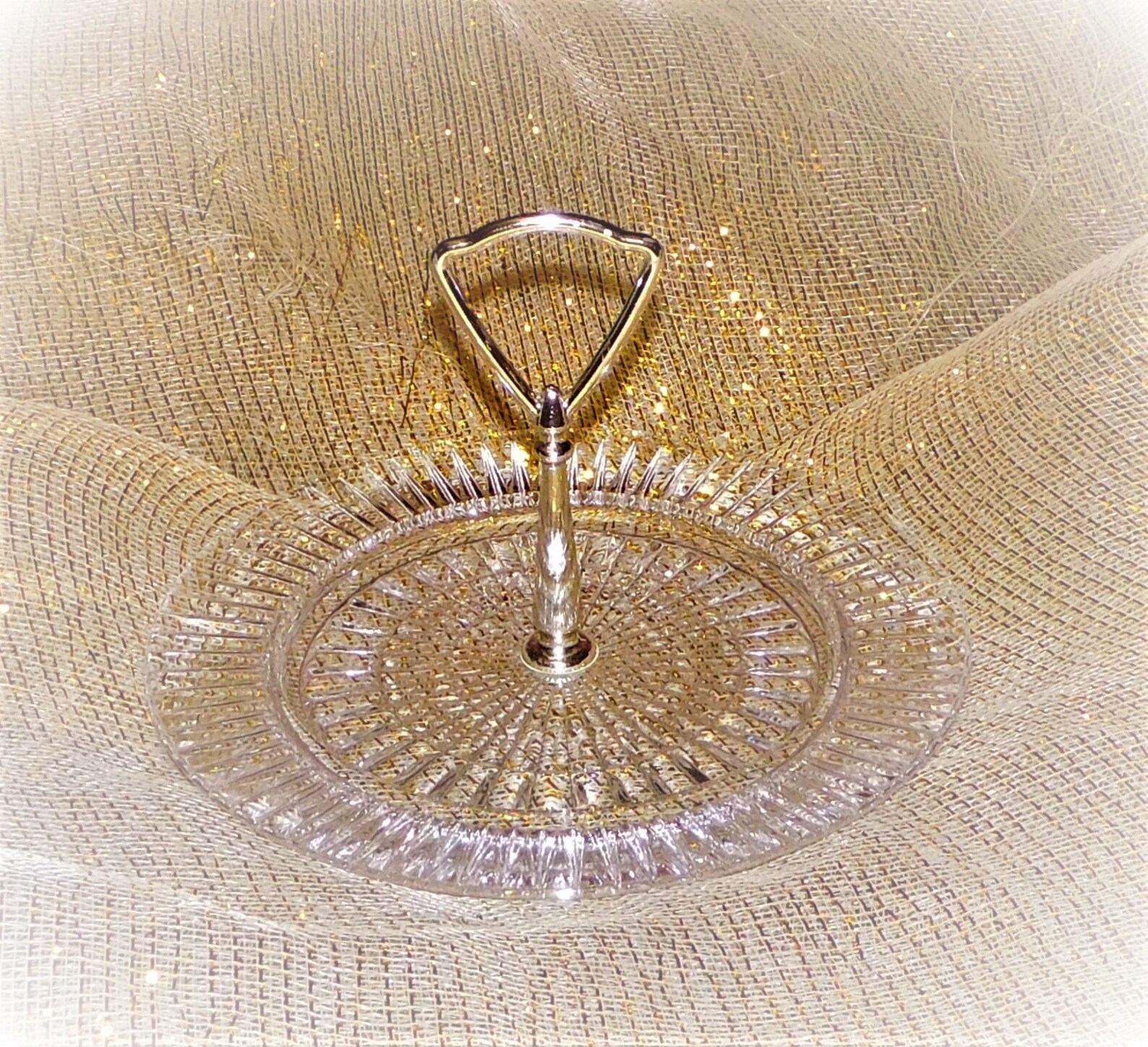Vintage Crystal Server Plate With Sterling Silver Handle - Etsy