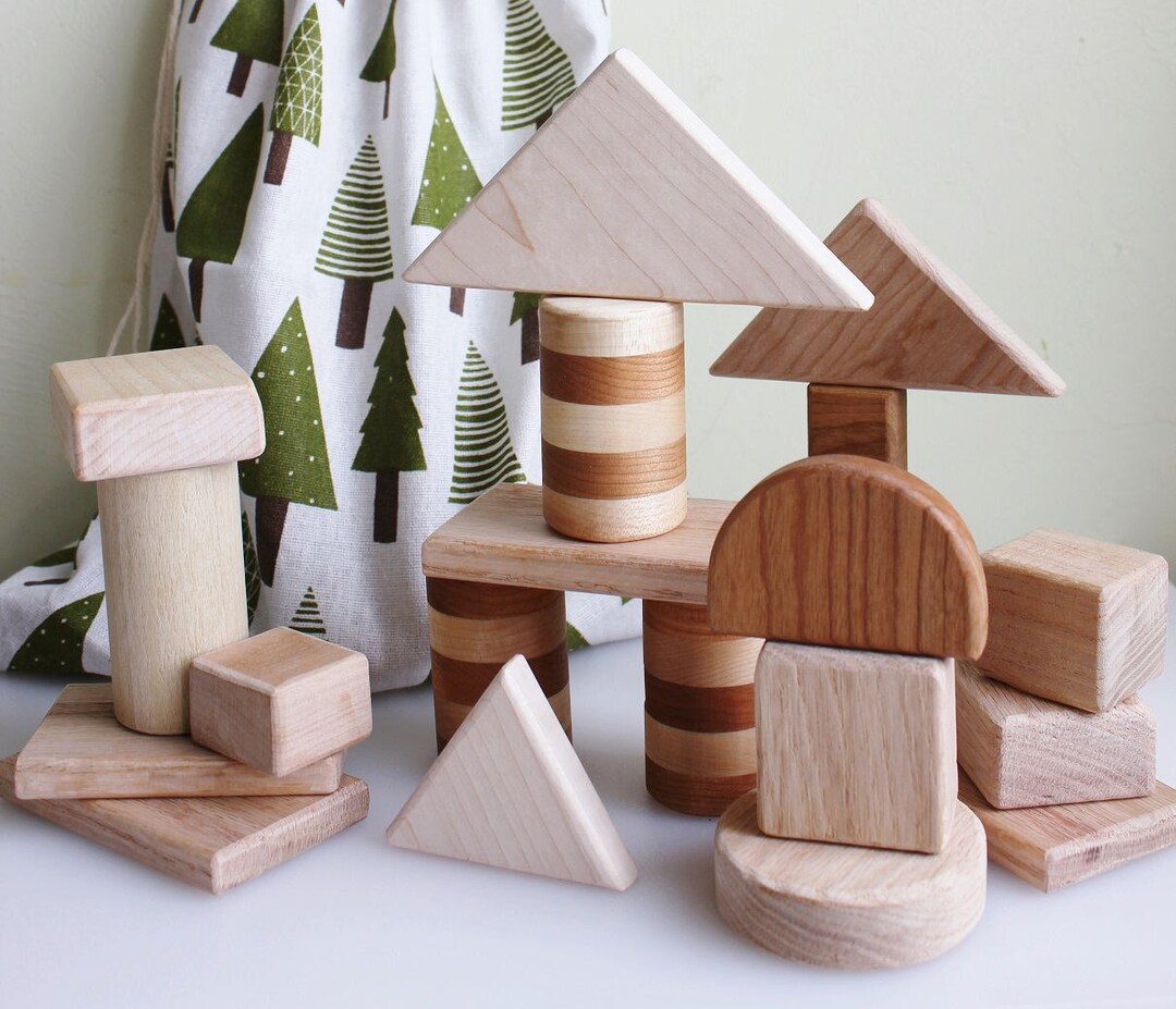 Wooden Block Set | Safe for Hand and Mouth Play | Wooden Blocks ...